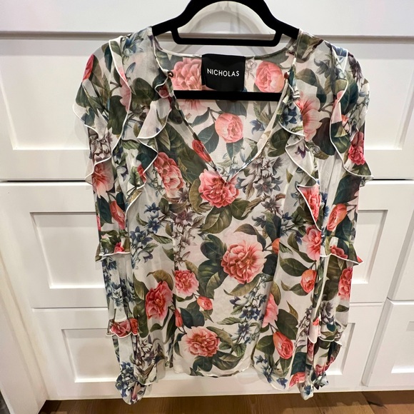 NICHOLAS | Tops | Nicholas Floral Silk Blouse | Poshmark